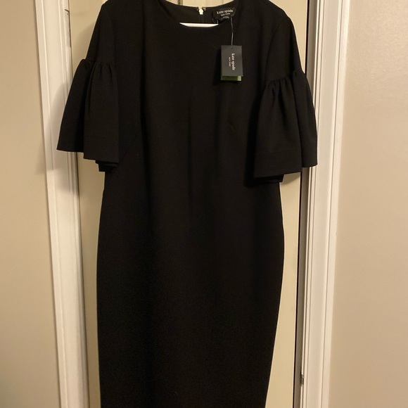 kate spade | Dresses | Nwt Kate Spade Black Puff Sleeve Sheath Midi ...